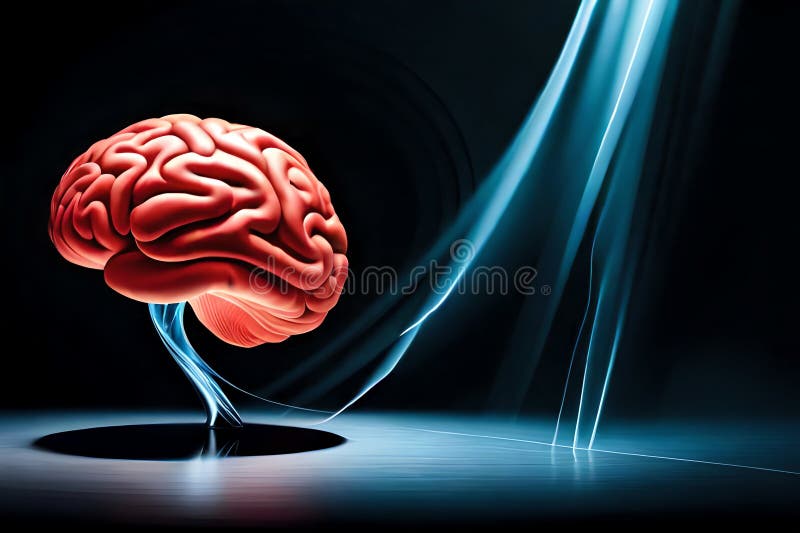 Colorful Human Brain Model, Isolated on Black Background. Illustration ...