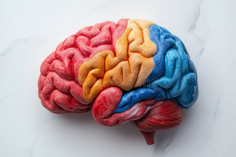 Colorful Human Brain Model with Segmented Sections Stock Photo - Image ...