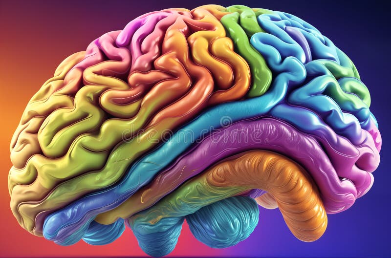 Colorful Human Brain Splashing with Paint. Creative Brain Concept ...