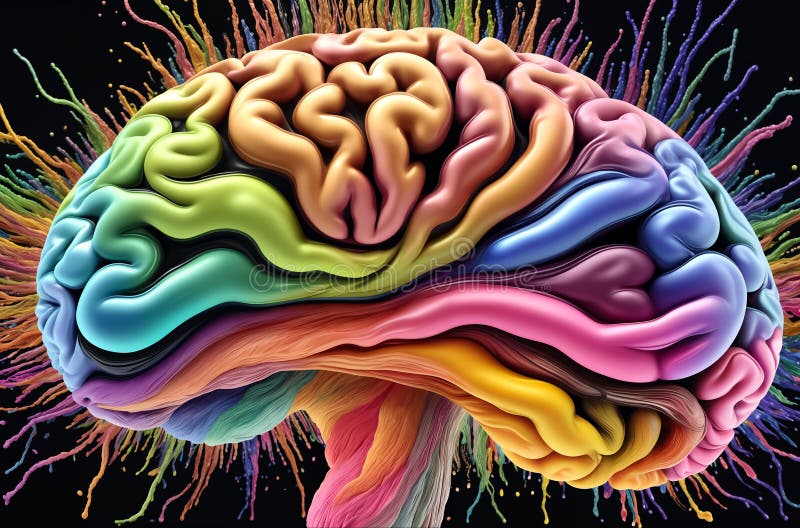 Colorful Human Brain Splashing with Paint. Creative Brain Concept ...