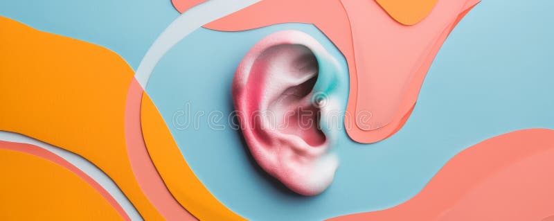 Colorful Human Ear on Abstract Pastel Background, Creative Artwork ...