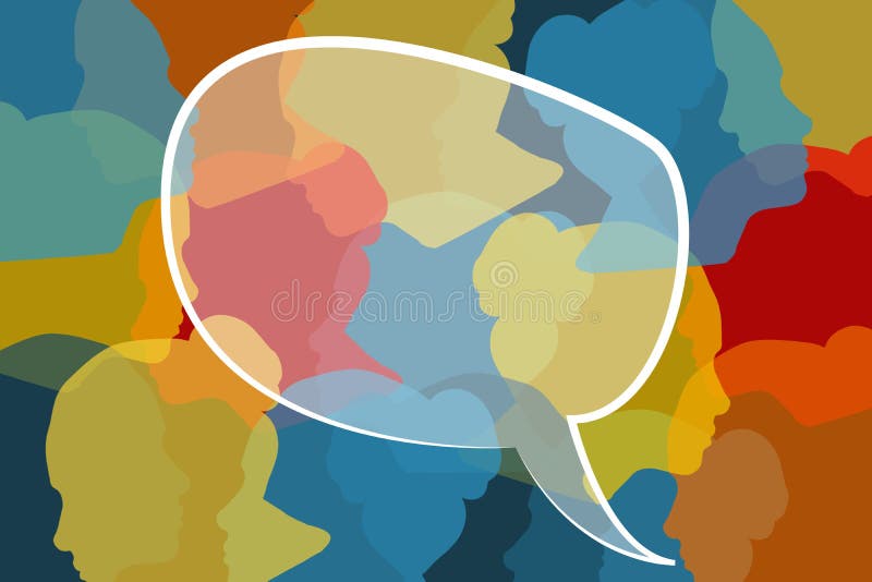 Colorful Human Faces with Speech Bubble Stock Illustration ...