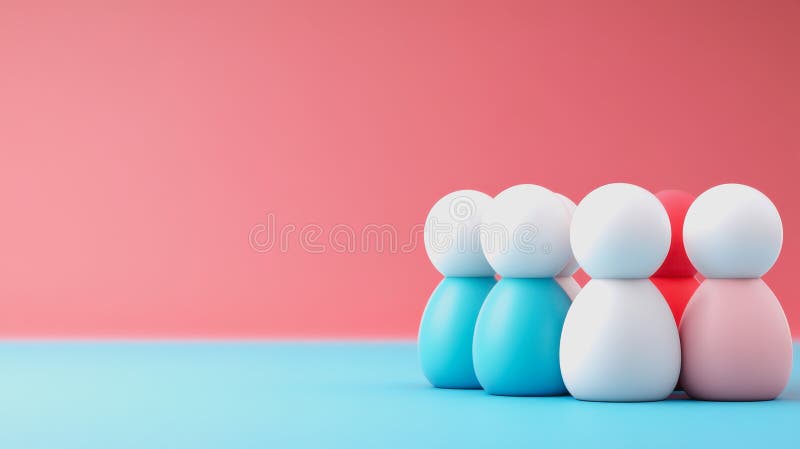 Colorful Human Figures in Front of a Pink and Blue Background ...