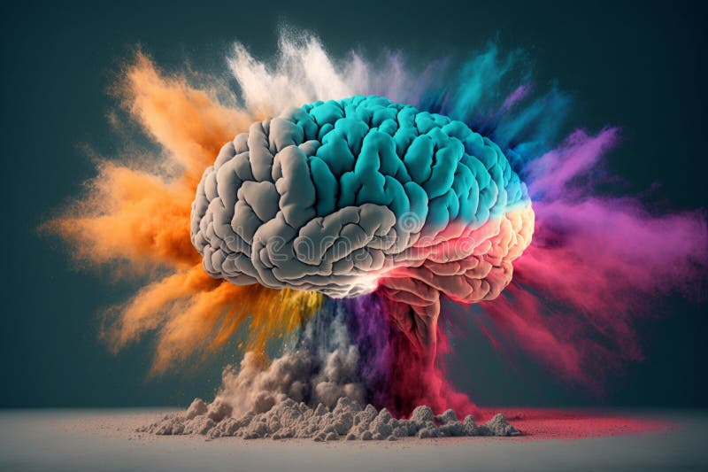 Colorful Human Head with Art Ink Splash about Ideas, Innovation. Stock ...