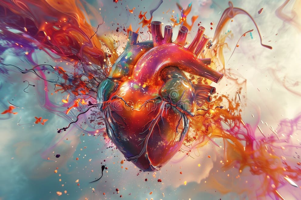 Colorful Human Heart Exploding Ai Photo Stock Illustration ...