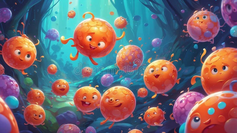 Colorful Human Tissue Cells in a Vibrant Environment Displaying Active ...