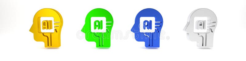 Colorful Humanoid Robot Icon Isolated on White Background. Artificial ...
