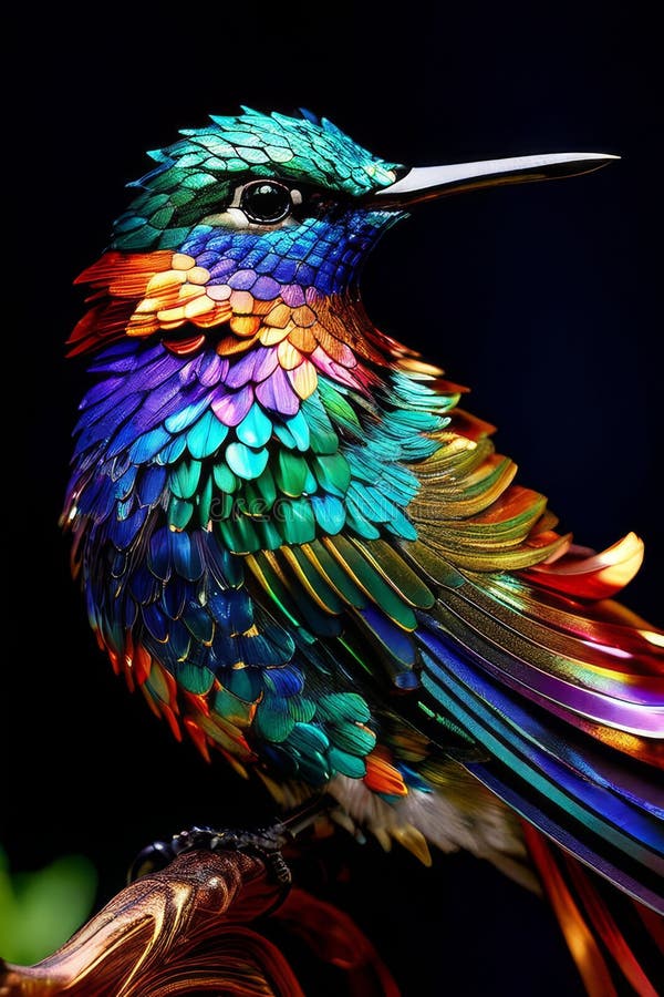 A Colorful Hummingbird Emerging from Water Stock Illustration ...