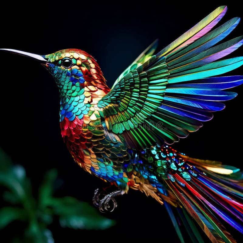 A Colorful Hummingbird Emerging from Water Stock Illustration ...