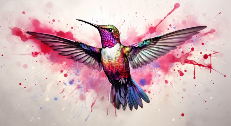 A Colorful Hummingbird Flying in the Air Stock Illustration ...