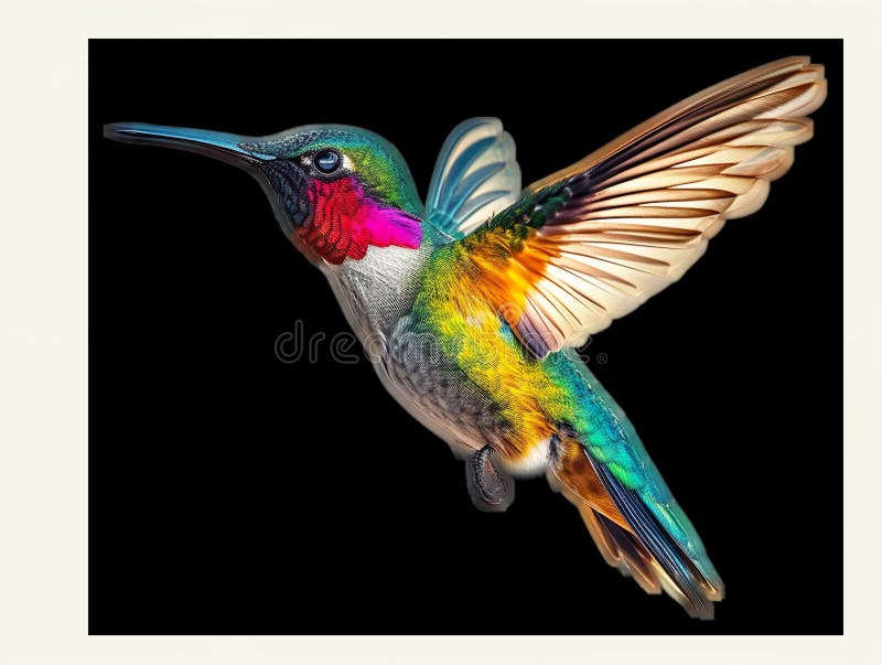 A Colorful Hummingbird Flying Stock Image - Illustration of hummingbird ...