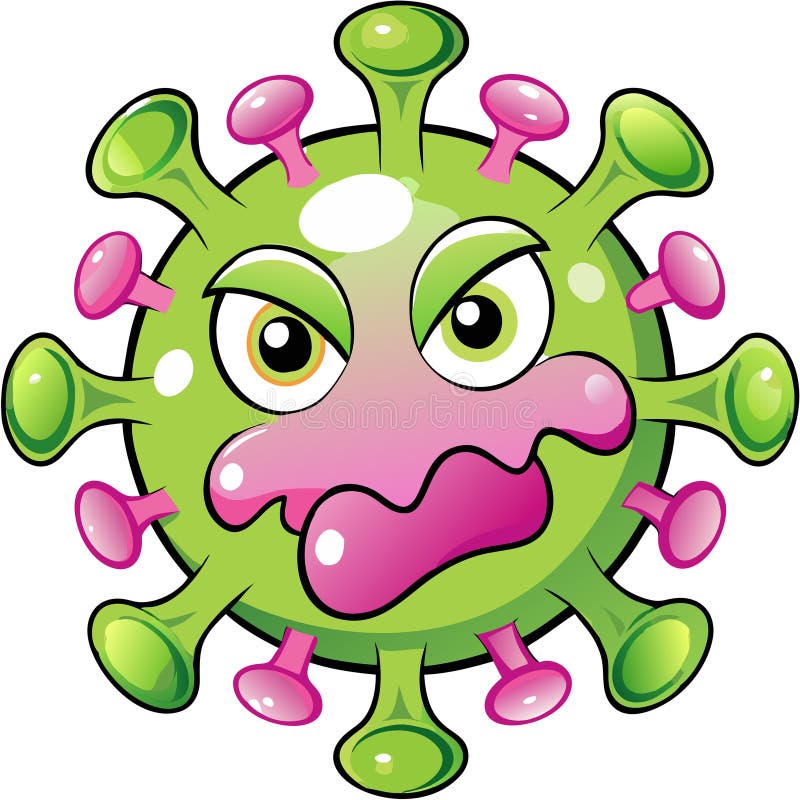 Cartoon Virus Character Illustration with Colorful Expression for ...