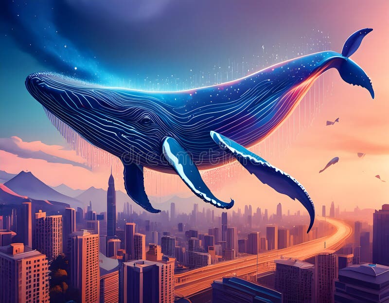 Colorful Humpback Whale with Continuous One Line Style, on Digital Art ...