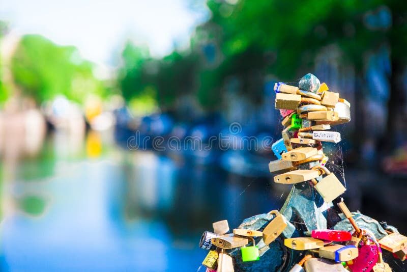 Colorful Hundreds of Padlocks-love Locks on Canal in Amsterdam ...