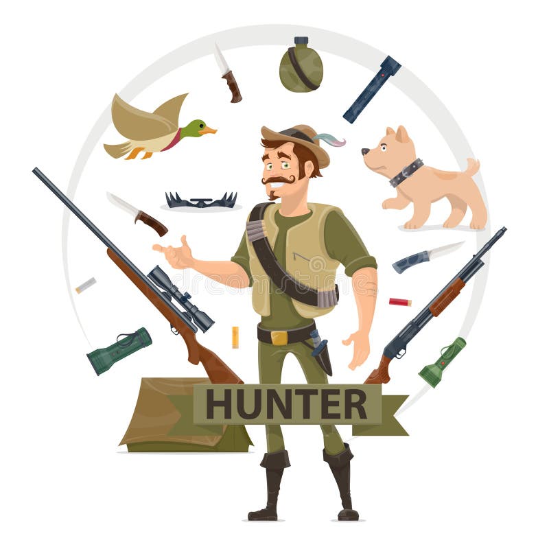 Colorful Hunting Elements Concept Stock Vector - Illustration of hunter ...