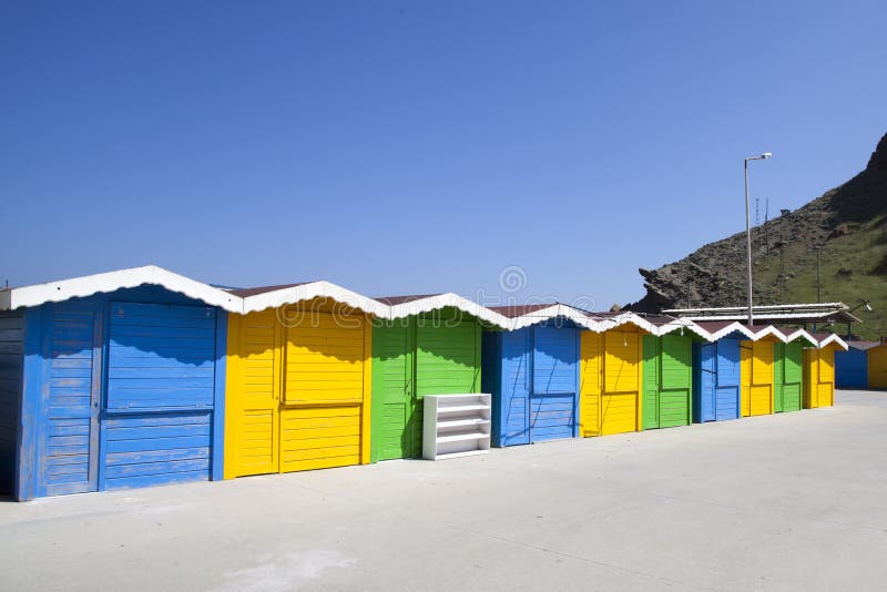 Colorful huts stock image. Image of sand, wooden, colourful - 76256171