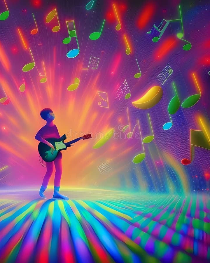 Colorful Hyper Realistic Magic of Music Stock Illustration ...
