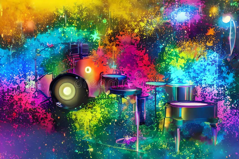 Colorful Hyper Realistic Magic of Music Stock Illustration ...