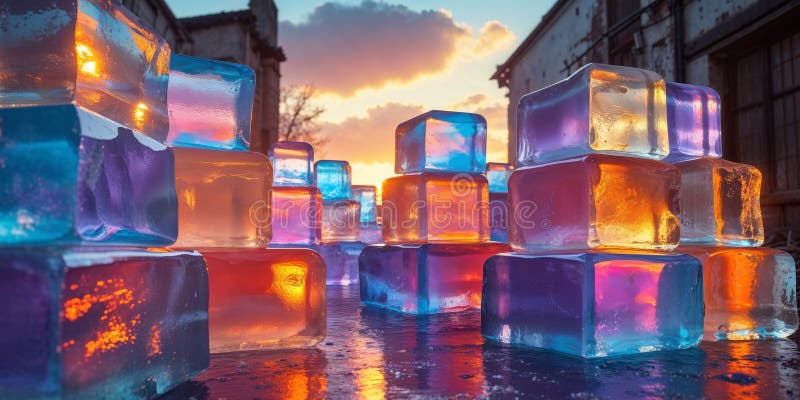 Colorful Ice Blocks Create a Stunning Visual Display in an Urban ...
