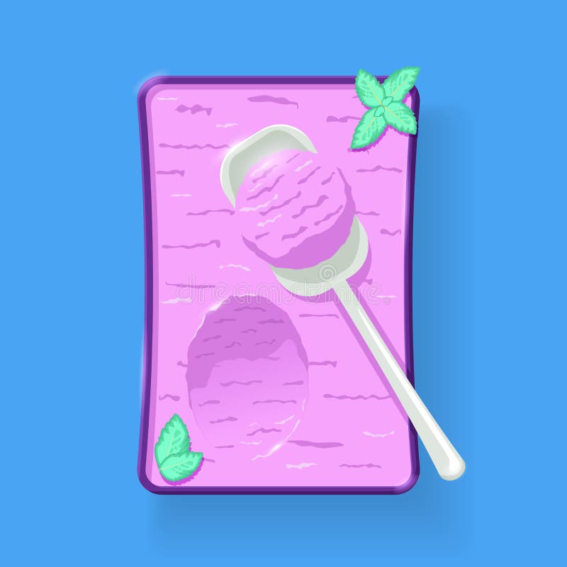 Colorful Ice Cream in Box with Spoon Stock Vector - Illustration of ...