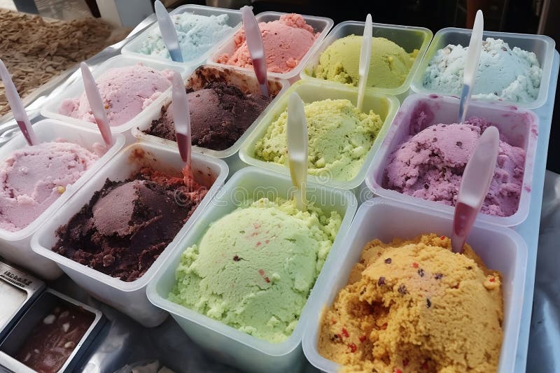 Colorful Ice Cream in Boxes Stock Illustration - Illustration of ...