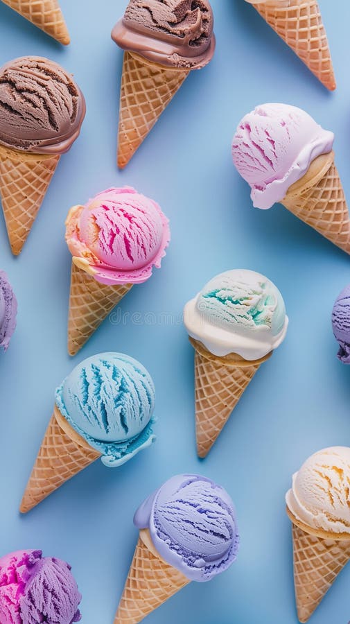 Colorful Ice Cream Cone with Pink and White Scoops Sprinkled with ...