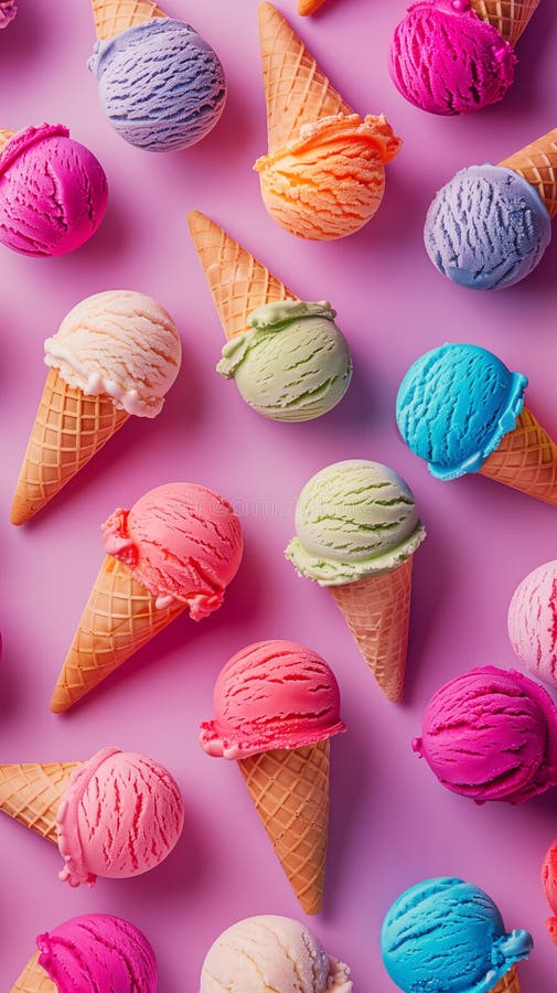 Colorful Ice Cream Scoops in Various Flavors Background Stock Photo ...