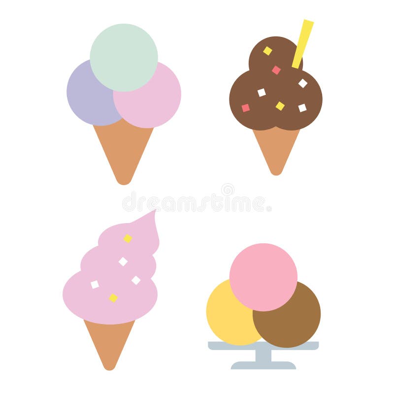 Colorful Ice Cream Icon Set Stock Illustration - Illustration of group ...