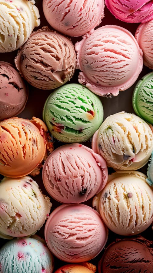 Colorful Ice Cream Scoops in Various Flavors Background Stock Photo ...