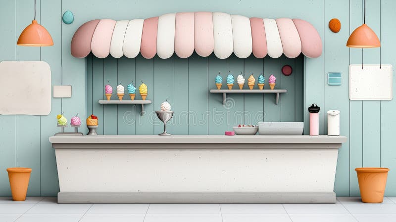 Colorful Ice Cream Shop Interior Design Stock Illustration ...