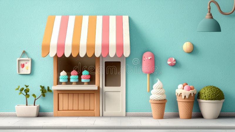 Colorful Ice Cream Shop with Playful Decor Stock Illustration ...
