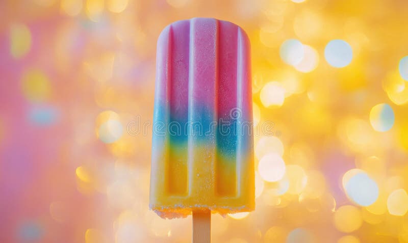 A Colorful Ice Cream Stick with a Rainbow Stripe Stock Image - Image of ...