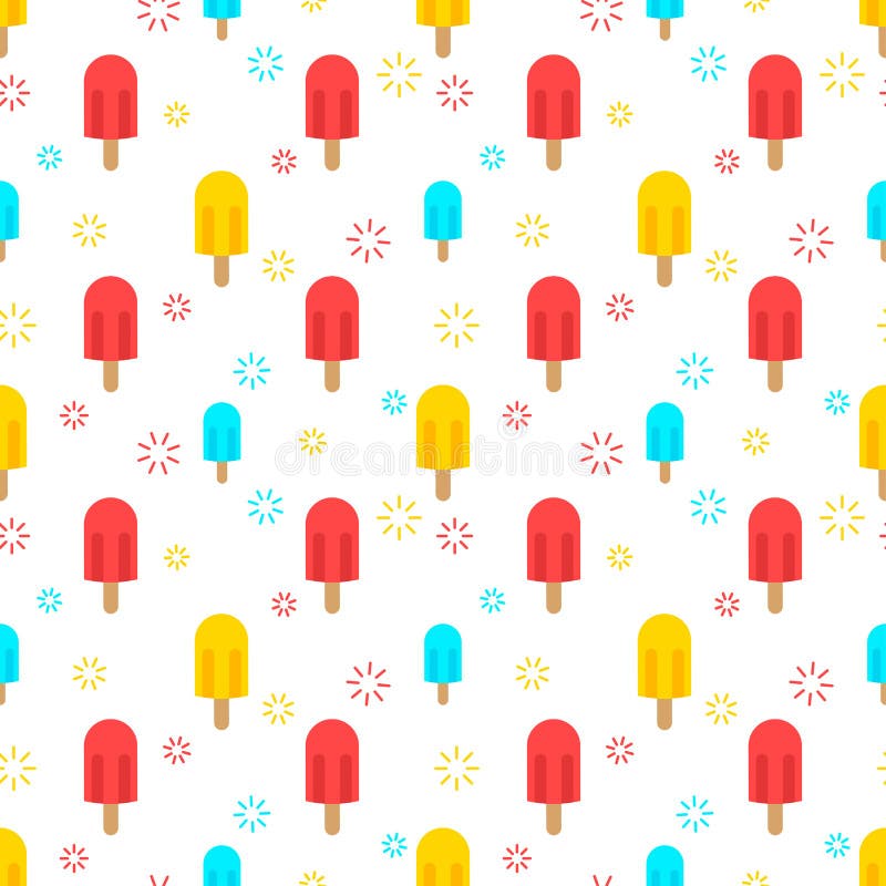 Colorful Ice Cream Sticks Seamless Pattern Stock Vector - Illustration ...