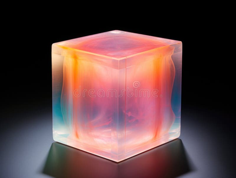 A Colorful Ice Cube Sitting on Top of a Table. Stock Illustration ...