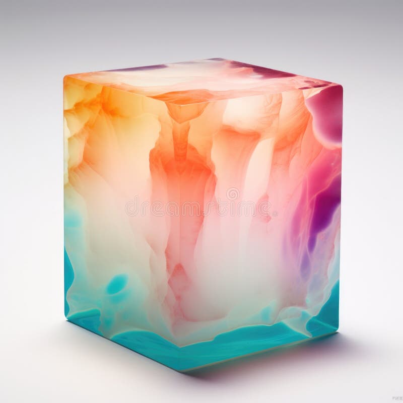 A Colorful Ice Cube Sitting on Top of a Table. Stock Illustration ...