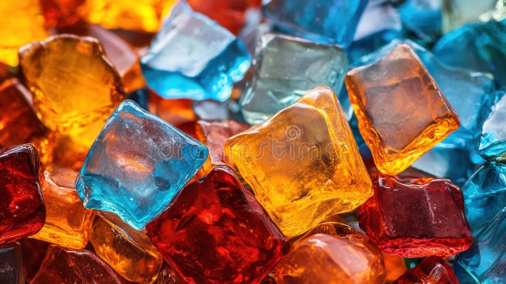 Colorful Ice Cubes Stacked Together on a Table Create a Vibrant Visual ...