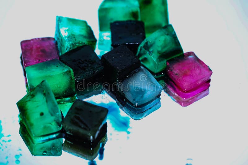 Colorful Ice Cubes on White Background, Abstract, Abstract Background ...