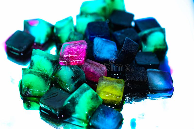 Colorful Ice Cubes on White Background, Abstract, Abstract Background ...