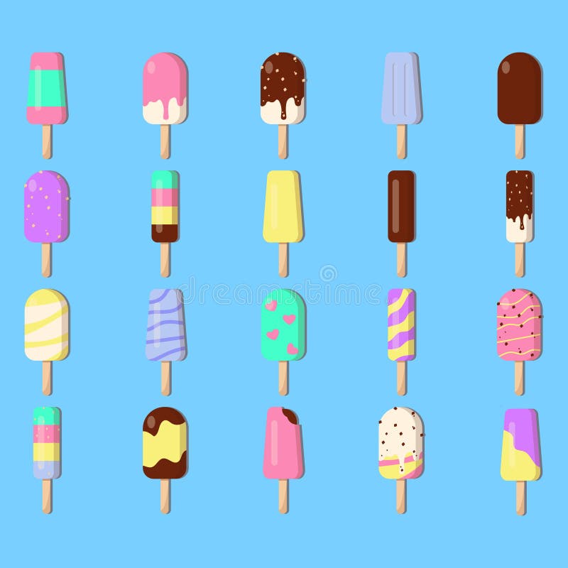 Colorful Ice Pops Arranged in a Grid Pattern Stock Illustration ...
