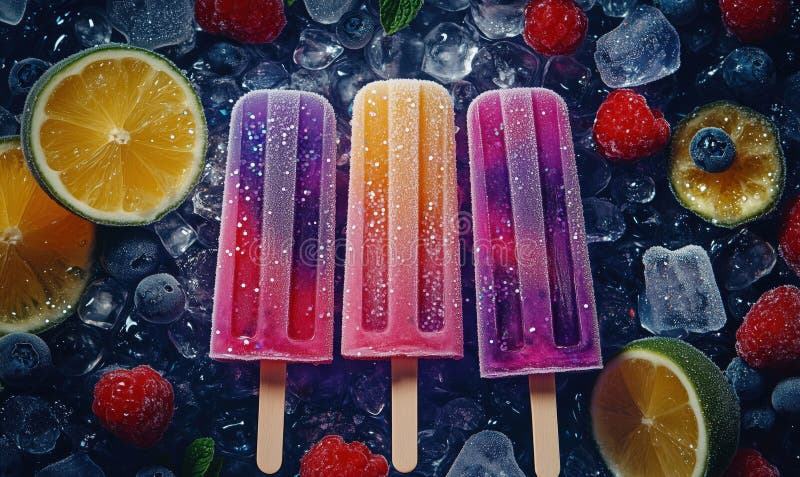 Colorful Ice Pops Fresh Fruits Berries Summer Refreshment Stock Photos ...