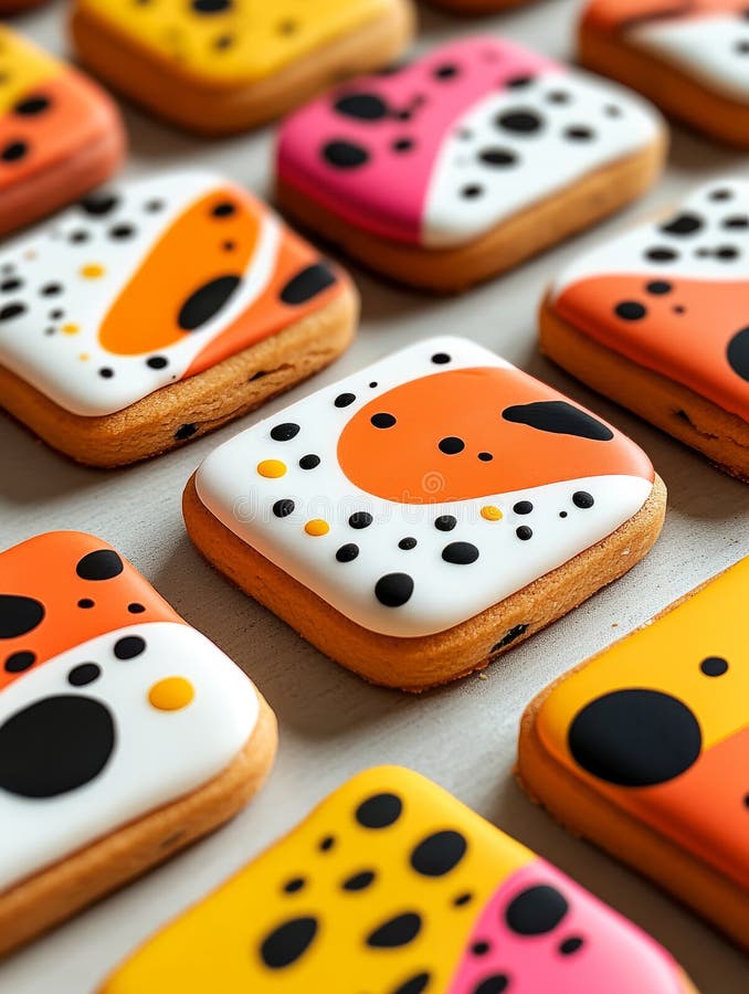 Colorful Iced Cookies with Abstract Patterns. Stock Image - Image of ...