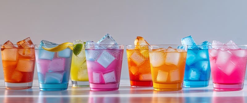 Colorful Iced Drinks in Clear Cups a Refreshing Visual Treat with ...