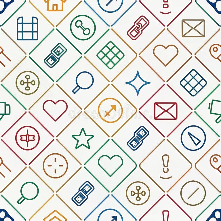 Colorful Icon Pattern Background, Website Design, Seamless Texture ...