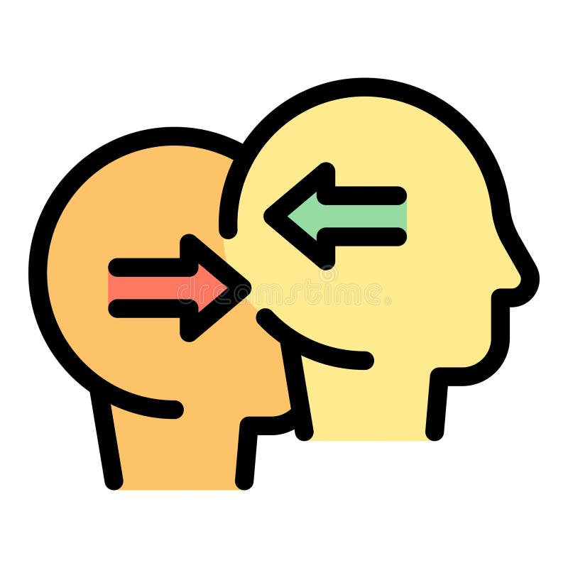 Two People Exchanging Thoughts and Ideas with Arrows Pointing Opposite ...