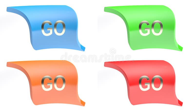 Colorful Icon Series with Write GO, Isolated on White Background. 3D ...