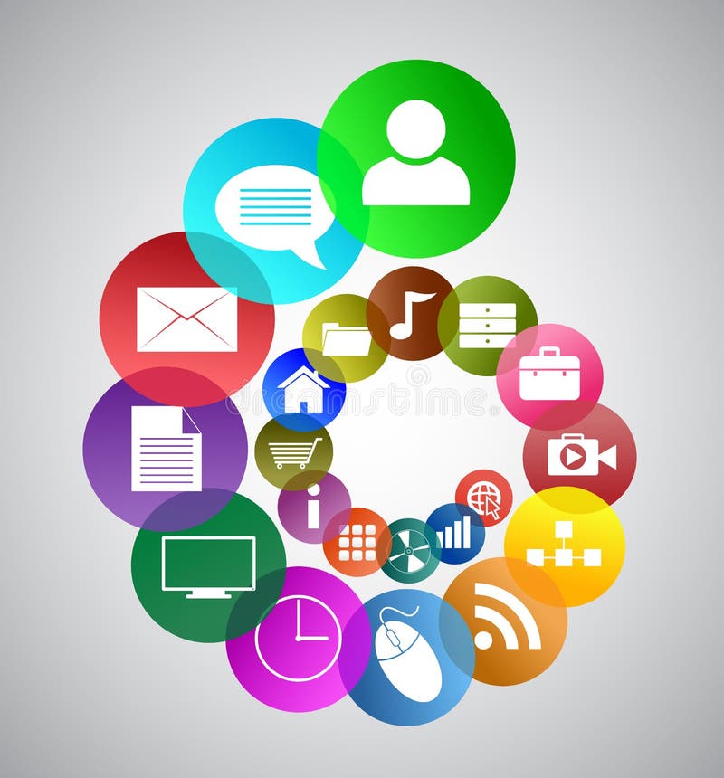 Colorful internet icons stock vector. Illustration of social - 29007889