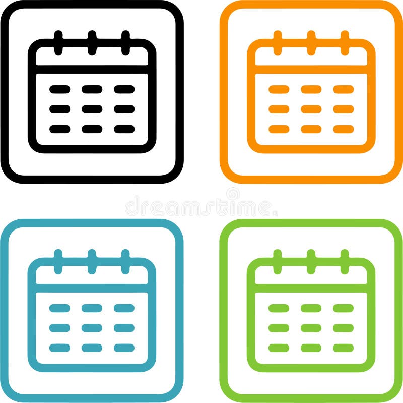 Colorful Icon Set of Calendar, Appointment, Schedule. Thin Line Icons, Flat Vector Illustrations ...
