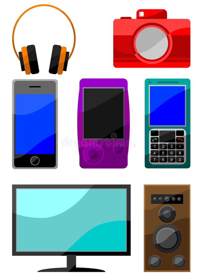 Colorful Icon Set of Digital Devices Stock Vector - Illustration of ...