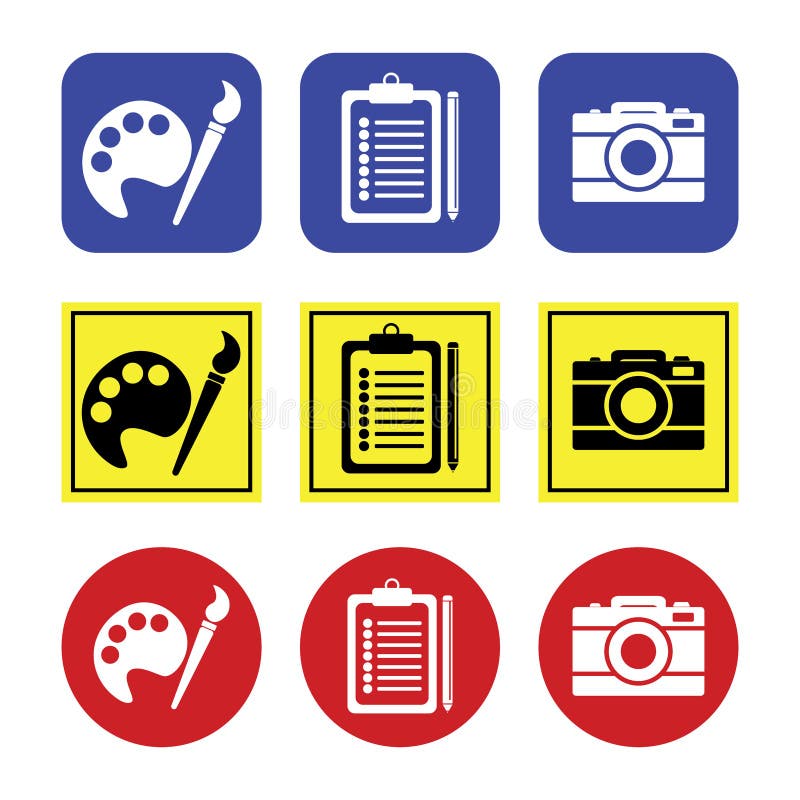 Colorful icon set stock vector. Illustration of board - 86623060