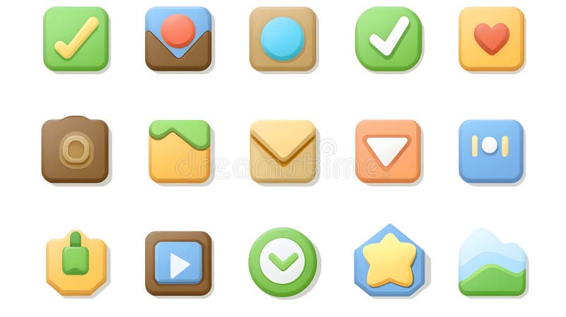 Colorful Icon Set with Various App Symbols Stock Illustration ...